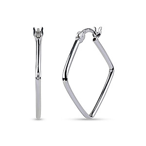 LeCalla Sterling Silver Jewelry Light Weight Square Dainty Small Hoop Earrings for Women