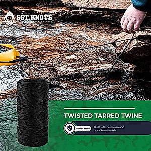 SGT KNOTS Tarred Twine - 100% Nylon Bank Line for Bushcraft, Netting, Gear Bundles, Home Improvement, Construction, Lacing Twisted Cord, Weatherproof | #36 - 1/4 lb