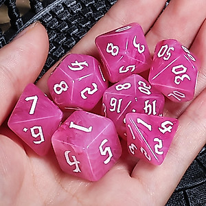 CiaraQ DND Polyhedral Dice Set for Dungeons and Dragons RPG MTG Role Playing Table Games-with 1 Dice Pouch (Pink Gradient)