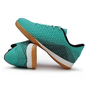 Hawkwell Unisex-Child Athletic Lace Up Boys Girls Indoor Trainer Soccer Shoe (Toddler/Little Kid/Big Kid), Green PU, 2 M US