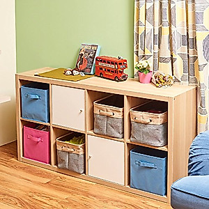 EZOWare 6pc Small Storage Bins Baskets + Set of 3 Large Canvas Fabric Tweed Storage Organizer Cube for Nursery Kids Toddlers Home and Office