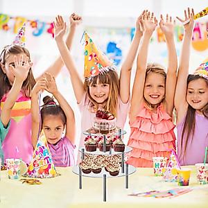 ALMOXVYE Set of 3 Clear Acrylic Cake Stand, Round Dessert Display Riser, Tiered Cupcake Display Stand for Bakery, Birthday, Wedding, Party, Baby Shower, Anniversary, Party Decor, Christmas