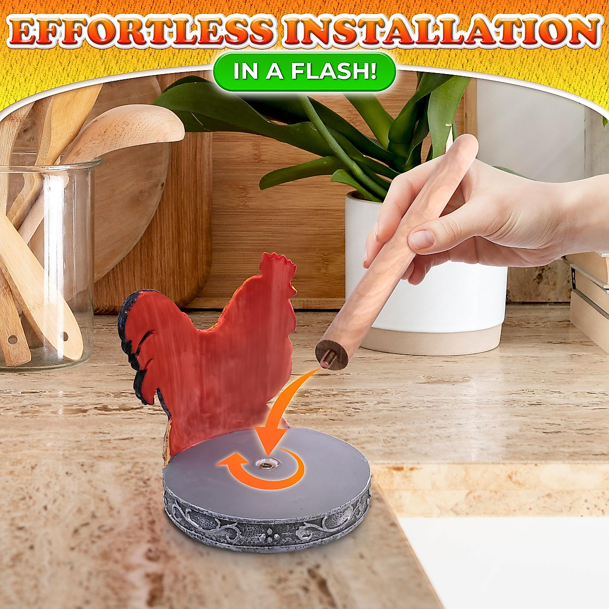 Country Red Rooster Paper Towel Holder by Alpenkok