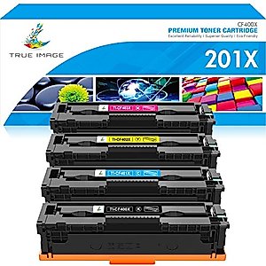 TRUE IMAGE Compatible Toner Cartridge Replacement for HP 201A 201X CF400X CF400A Color Pro MFP M277dw M252dw M277c6 CF401X CF402X CF403X M252 M277 Printer (Black Cyan Yellow Magenta, 4-Pack)