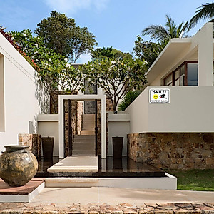 HISVISION 2 Pack Smile You're on Camera, Video Surveillance Sign, 10"x7" Rust Free Aluminum Metal Warning Sign UVresistance, Waterproof, Easy to Install for Home House and Business