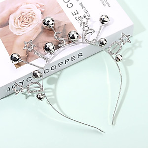 CEALXHENY Disco Ball Headbands for Women Rhinestone Star Hairband Glitter Mirrorball Headbands 70s 80s Disco Costume Outfits Music Concert Hair Accessories Holiday New Year Party Favors (Pattern A)