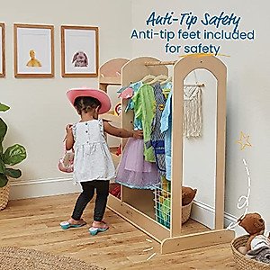 ECR4Kids Dress Up Center with Mirrors, Costume Organizer, Natural