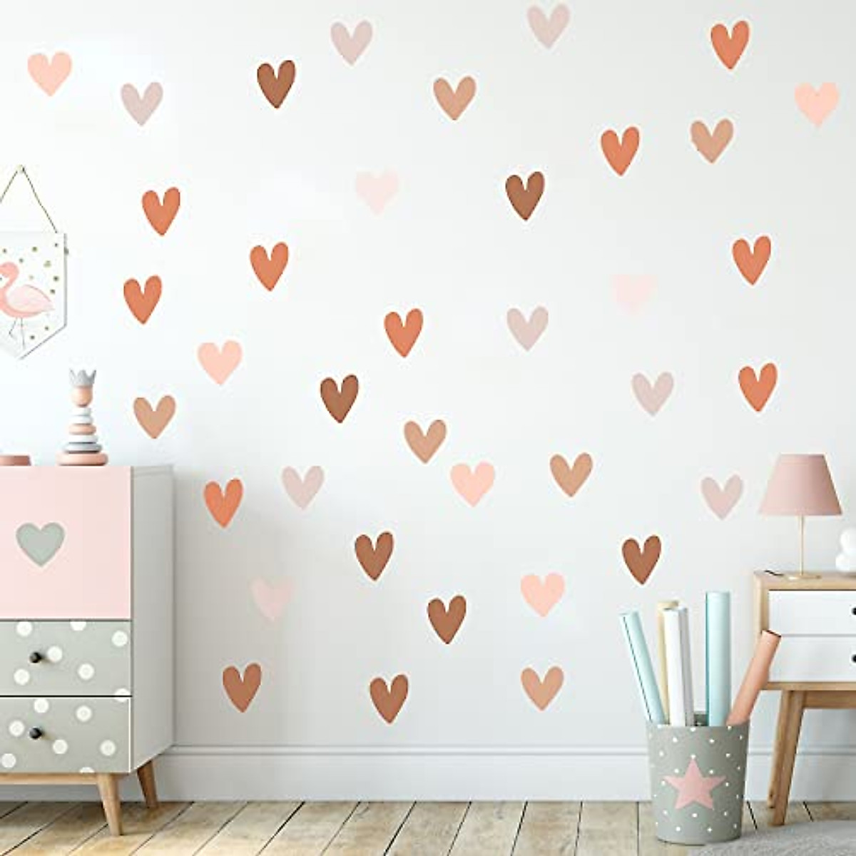 6 Sheets Boho Heart Wall Stickers Nursery Wall Decor Wall Stickers and Murals for DIY Cute Decorations Kids' Room Decor Girls Bedroom
