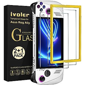 ivoler [2 Pack] Screen Protector Tempered Glass for ASUS ROG Ally Gaming Handheld 7 inch 2023 with [Alignment Frame], Transparent HD Clear Anti-Scratch Screen Protector for ASUS ROG Ally Gaming Handheld-7 inch