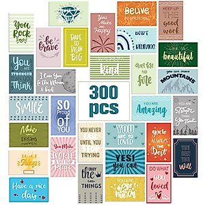 300 Pcs Inspirational Cards Encouragement Cards Mini Positive Affirmations Cards Colored Kindness Motivational Cards Appreciation Cards for Business Student Kids Teachers Gifts 30 Styles 2 x 3.2 Inch