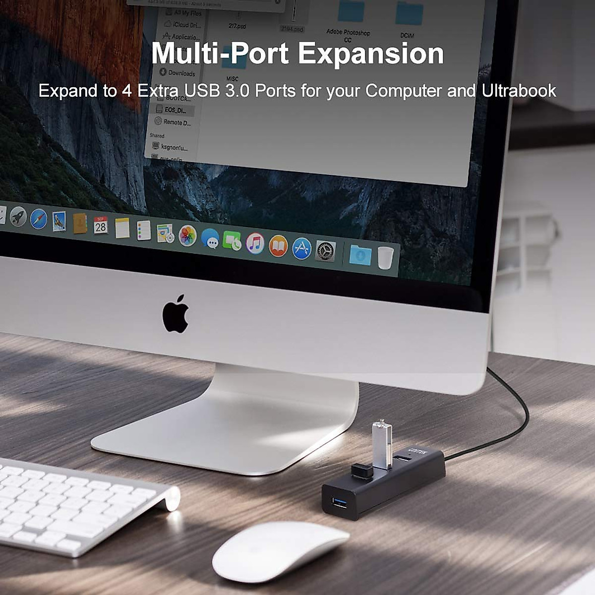 [Bundle] 4-Port USB 3.0 Hub Long Cable 48-inch with Micro USB Charging Port & QC3.0 Charging Station for Multiple Devices