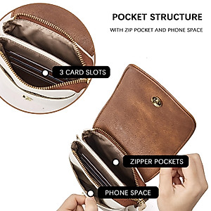 BOSTANTEN Leather Small Crossbody Bags for Women Designer Cell Phone Bag Wallet Purses Adjustable Strap White with Brown