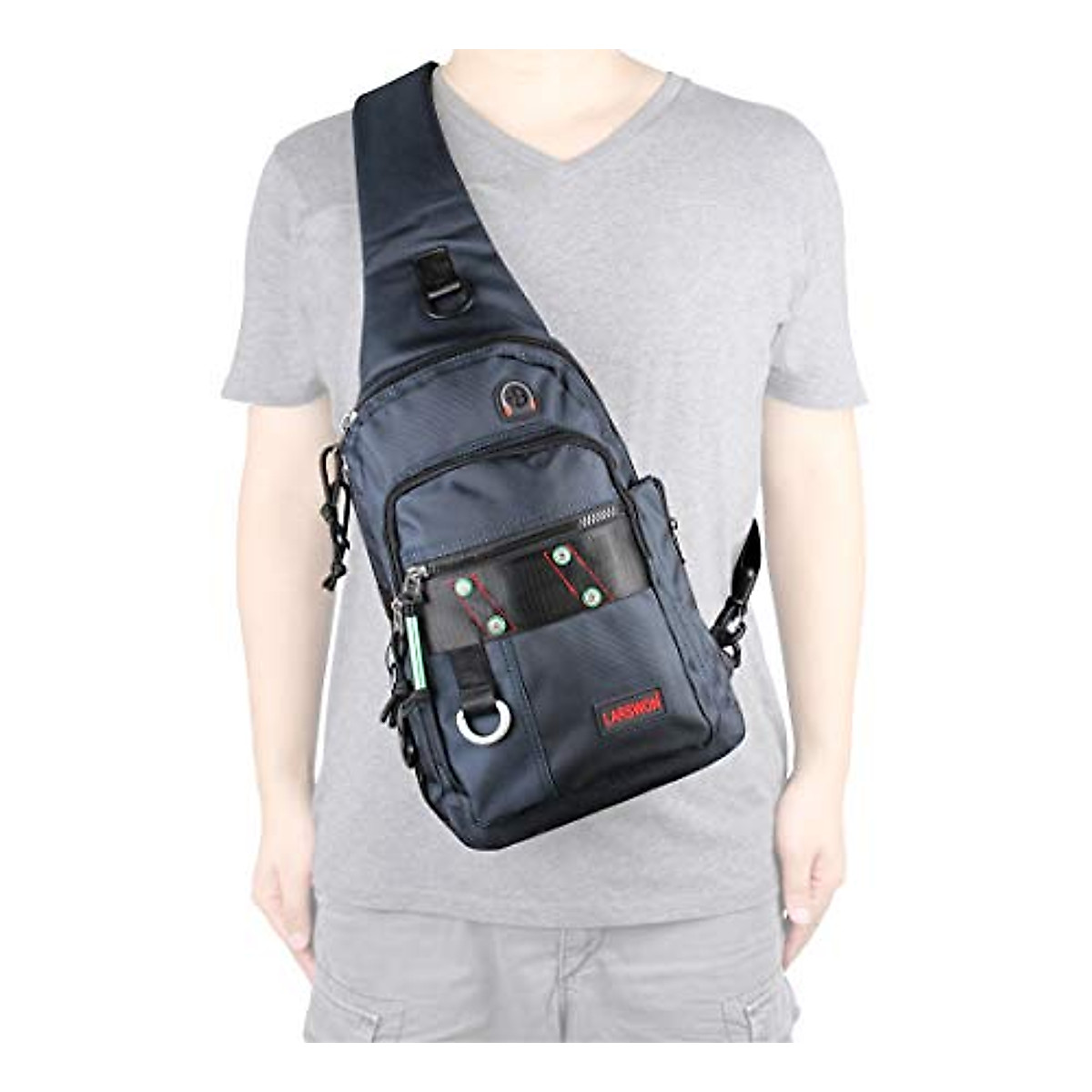 Larswon Sling Backpack, Sling Bag Oxford Small Backpack Crossbody Bag for Men Women Blue