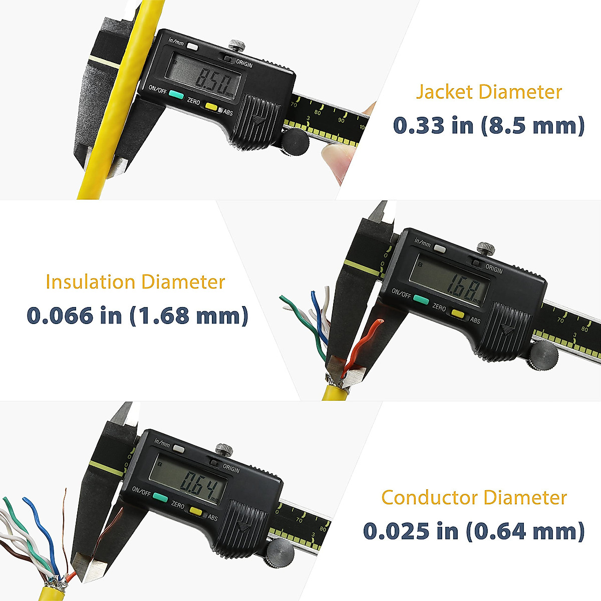 iSelek Cat 8 Ethernet Cable S/FTP 22AWG Solid Cable, Heavy Duty High Speed LAN Network Cable, Yellow Color (Termination Required) (165 ft (50M))