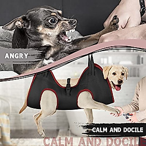 Supet Dog Grooming Hammock for Dog and Cat, Relaxation Pet Grooming Sling Helper, Breathable Pet Grooming Hammock for Nail Trimming, Ear/Eye Car with Nail Clippers/Trimmers/Scissors Black