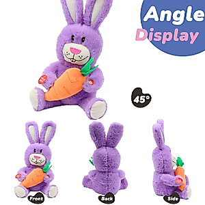 Hopearl Talking Singing Bunny Repeats What You Say Rabbit Musical Shaking Head Electric Interactive Animated Toy Speaking Plush Buddy Gifts for Toddlers, Purple, 15''
