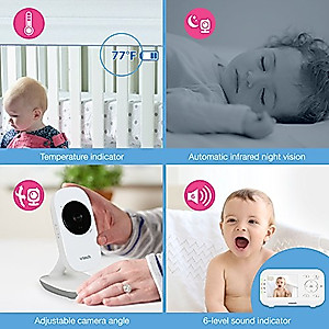 VTech VM3252-2 2.8” Digital Video Baby Monitor with 2 Cameras and Automatic Night Vision, White