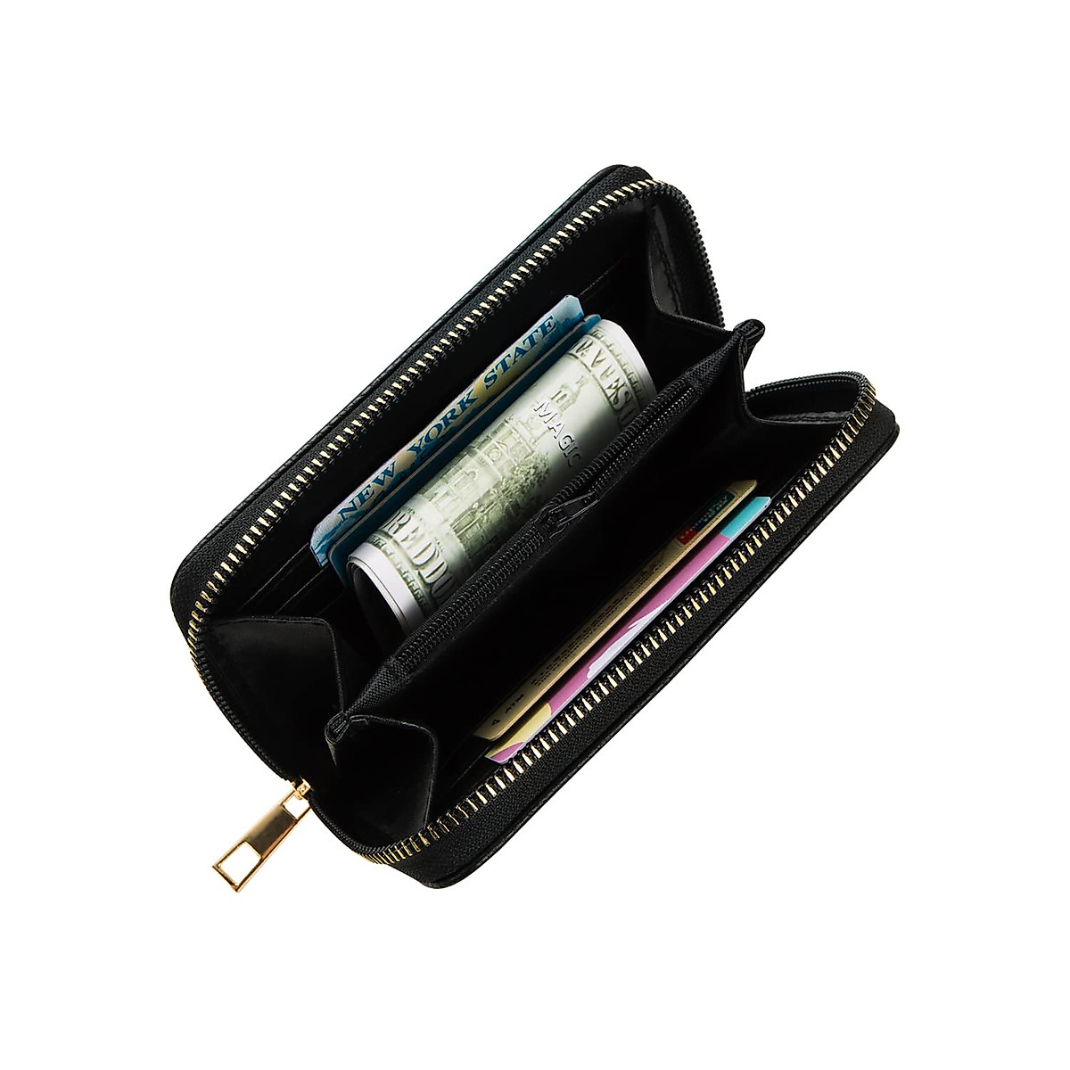 FACAI RFID Wallet Women, Small Wallet for Women, Credit Card Holder, Wristlet Wallet for Women with ID Window Black