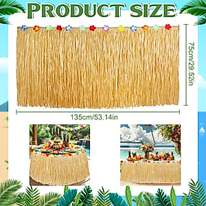 Luau Party Decorations, Grass Table Skirt for Tropical Hawaiian Party Decorations, Flower Hawaiian Luau Party Favors & Aloha Summer Beach Themed Party Decorations Suppplies (2PCS Straw Yellow)