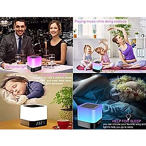 Gallstep Night Lights Bluetooth Speaker, Alarm Clock Bluetooth Speaker Touch Sensor Bedside Lamp Dimmable Multi-Color Changing Bedside Lamp, MP3 Player, Wireless Speaker with Lights
