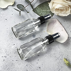 LIYUABU 60ml Clear Glass Spray Bottles,Small Empty Fine Mist Perfume Refillable Reusable Travel Spray Bottle for Essential Oils/Hair/Aromatherapy/Cleaning/Cosmetic with Extra Spray Nozzle(2 Pack)