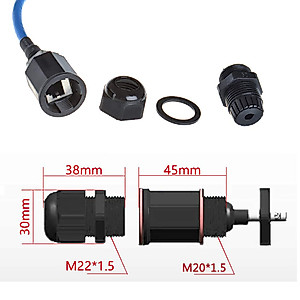 ANMBEST 2PCS M20 RJ45 Waterproof Cat5/5e/6 8P8C Connector IP67 Ethernet LAN Cable Connector Double Head with Shield Cat6 Network Cable Outdoor LAN Coupler Adapter Male to Female