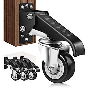 SPACECARE Workbench Casters Retractable Casters Kit 600Lbs, Retractable Casters Heavy Duty Bench Caster Wheels Workbenches Tables and Equipments, Stepdown Casters 4 Pack