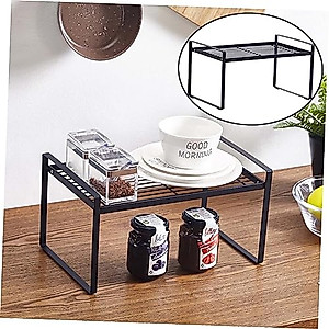 FUNOMOCYA Layered Shelf Rack Shelf Pot Storage Rrack Storage Shelves Storage Rack Black