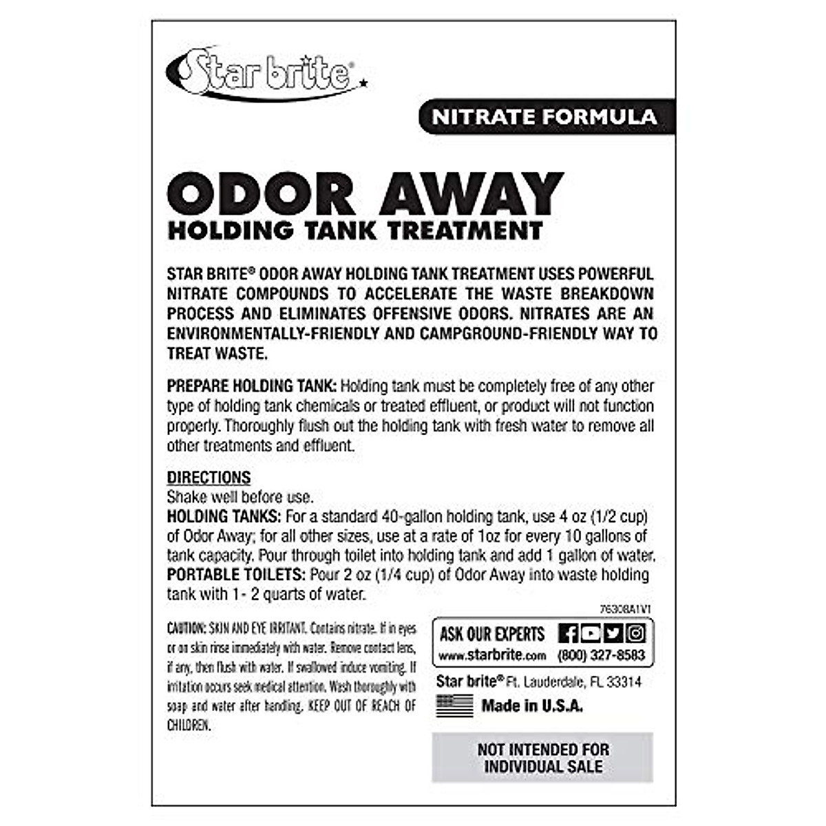 STAR BRITE RV Odor Away Natural Holding Tank Treatment 8oz 4 Pack (076308)
