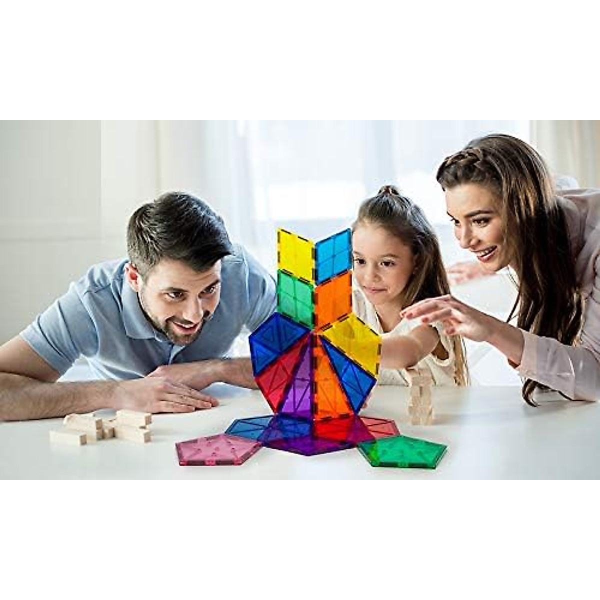 PicassoTiles Magnetic Building Block Set Geometry Shape Magnet Tiles Construction Toy STEM Learning Kit Educational Playset Playboard Pretend Play Stacking Blocks Child Brain Development PT16