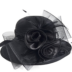VECRY Womens Tea Party Church Baptism Wedding Derby Dressy Hat (Black)