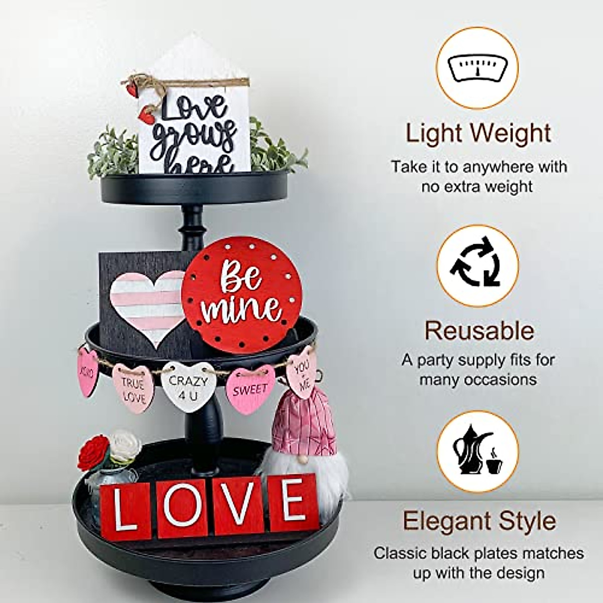 Weharnar Black Tier Tray Cupcake Stand for 50 Cupcakes, Metal Decorative Tier Serving Trays - 3 Tiered Tray Stand Cupcake Tower Holders for Anniversary Birthday Wedding Party