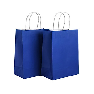 Kolaxen Royal Blue Kraft Paper Gift Bags with Tissue Paper 24 Pcs 10.6 * 7.9 * 4.3 inches, Medium Gift Bags with Handles for Birthday, Party, Wedding, Baby Shower