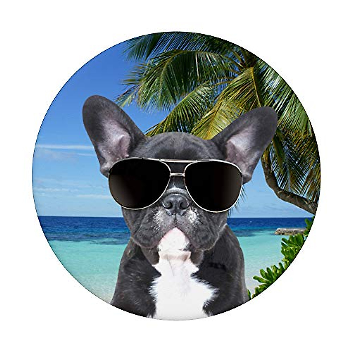 French Bulldog Frenchie Dog Beach Sunglasses Funny Cute PopSockets PopGrip: Swappable Grip for Phones & Tablets