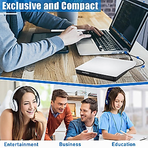Haiway External DVD Drive, USB 3.0 Type-C CD Burner Portable CD DVD +/-RW Optical Drive Slim CD DVD ROM Rewriter CD/DVD Player Writer Reader for Laptop Desktop MacBook PC Windows Linux Mac OS (White)