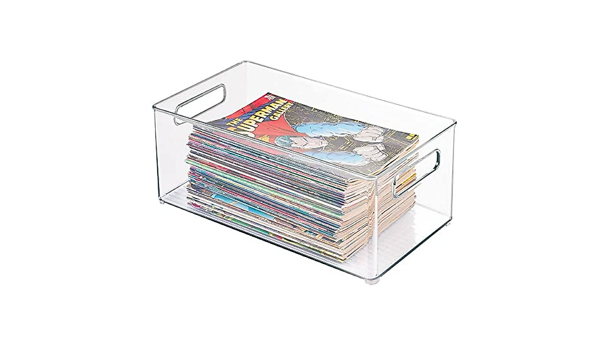 mDesign Deep Plastic Storage Organizer Bin for Gaming & Media
