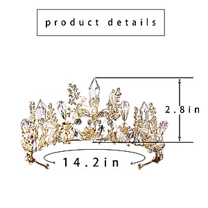Bmirth Baroque Crown and Tiara Gold Crystal Pearl Bride Wedding Queen Crowns Decorative Princess Tiaras Rhinestone Hair Accessories for Women and Girls (A)