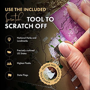 Travelization Scratch Off Map of United States 36" x 24" Frameable USA Scratch Map with National Parks, Highest Peaks and Vibrant Colors, Ideal for Travelers, Black