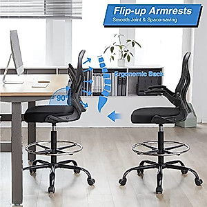 Fefances Drafting Chair Tall Office Chair for Standing Desk Chair Adjustable Height Stool Chair Black