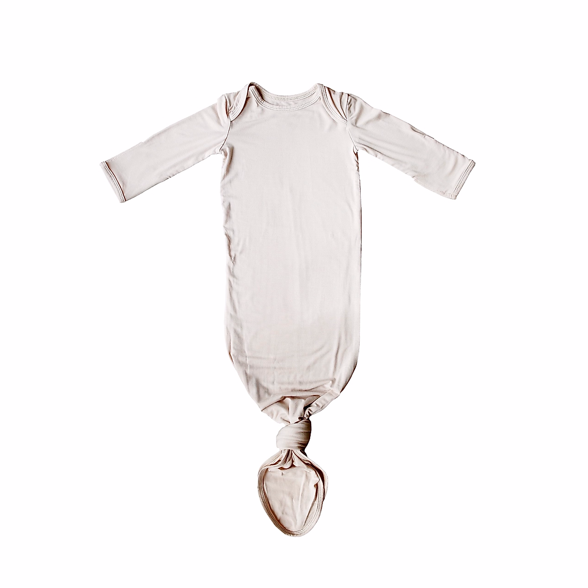 Marlowe & Co Knotted Newborn Baby Gown, Ultra Soft Knotted Sleeper Gown for Baby Boy and Girl (Natural, 0-3 Months)