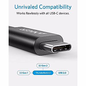 Anker [Intel Certified] Thunderbolt 3.0 Cable 1.6 ft (USB-C to USB-C) Supports 100W Charging / 40Gbps Data Transfer (Compatible with USB 3.1 Gen 1 and 2), Perfect for Type-C Macbooks