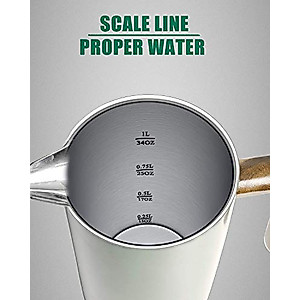 POLIVIAR French Press Coffee Maker, 34 oz Coffee Press with Real Wood Handle, Double Wall Insulation & Dual-Filter Screen, Food Grade Stainless Steel for Good Coffe and Tea (Flatland)