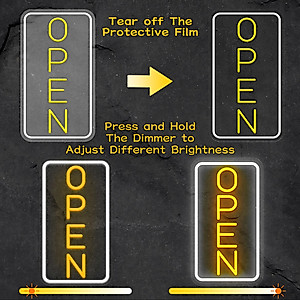 Neon Open Sign, Open Sign Led, 9" x 16" Dimmable Open Sign, Ultra Bright Open Signs for Business, USB Powered Led Light Sign for Party Bar Stores Wall Decor