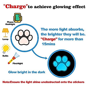 Dog Paw Print Stickers Glow in The Dark Wall Decals Pup Dog Room Decor Stickers Vinyl Dog Paw Bone Wall Decals Removable Animal Footprint Decal for Kids Boys Girls Bedroom Nursery Floor Ceiling Decor (Sky blue)