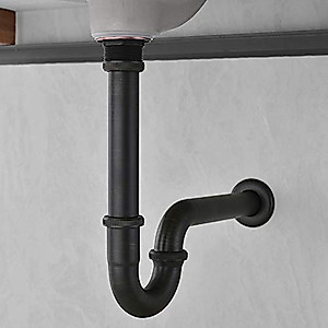 Orhemus Brass P Trap, 1 1/4 Bathroom Basin Sink Waste Trap Drain Kit with Flange and Slip Joint Extension Tube Drain Tailpiece, Adjustable Height, Oil Rubbed Bronze Finished