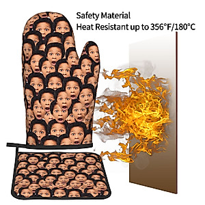 Custom Oven Mitts, Personalized Oven Mitts and Pot Holders with Your Face, Baking Gifts for Women for Kitchen Cooking, BBQ, Grillin-Style1, 1 Oven Mitts+ 1 Pot Holders