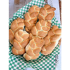 Green & White Check Sandwich Paper Wrap – 12 x 12 inch Deli Waxed Papers Food Basket Liners Wrapping Checkered Sheets; Made in USA (100)