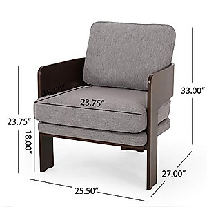 Christopher Knight Home Sheila Mid-Century Modern Fabric Bentwood Accent Chair, Gray + Dark Brown