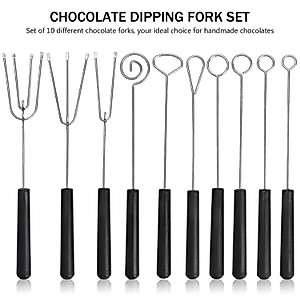 10PCS Chocolate Dipping Fork Set, DIY Baking Supplies, Stainless Steel Decorating Tool Set for Handmade Chocolates, Pralines,Truffles
