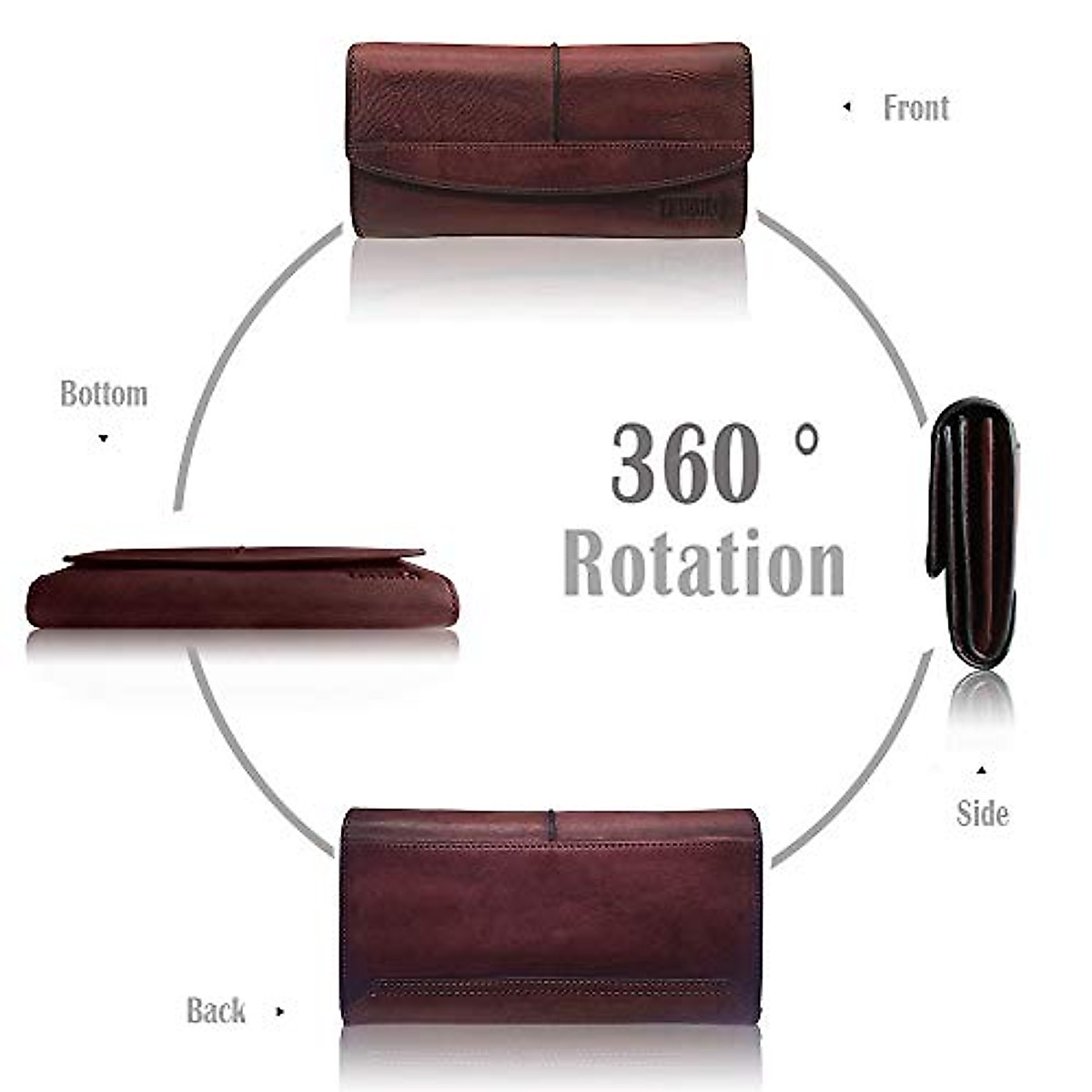 Womens Wallets Genuine Leather Large Capacity Handmade Card Holder Purse,Scratch Resistant (coffee)